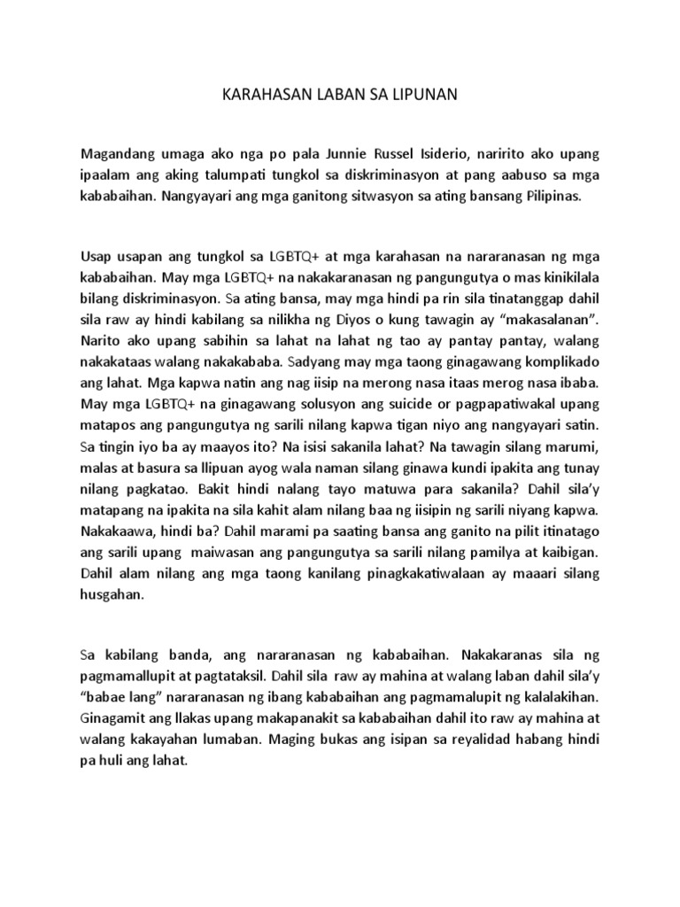 Karahasan Laban Sa Lipunan | PDF