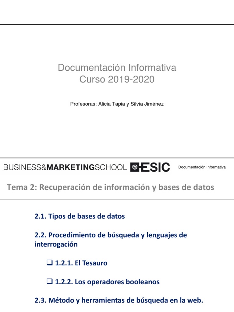 TEMA 2 - Recuperación de Información y Bases de Datos | Descargar gratis PDF | Bases de datos ...
