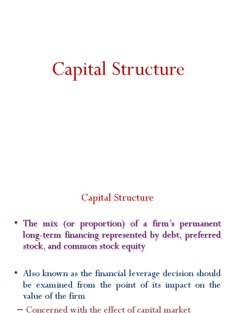 Capital Structure Theories - Optimal Capital Structure 1 | Download Free PDF | Capital Structure ...