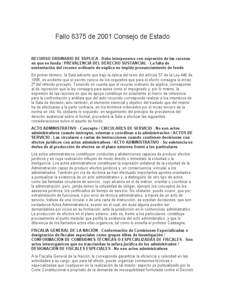 Fallo 6375 de 2001 Consejo de Estado | PDF | Fiscal | Debido al proceso