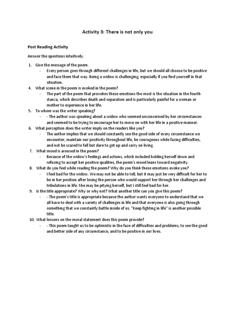 Widow's Resilience: Poem Analysis | PDF | Mood (Psychology) | Mental Health