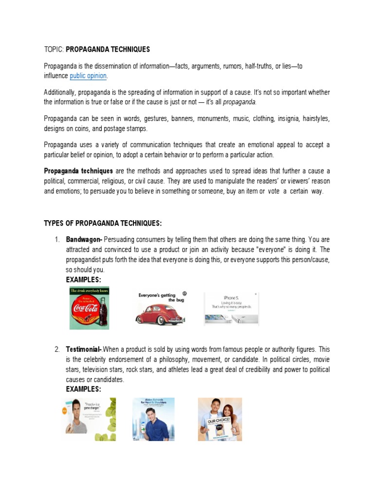 Propaganda Techniques Input | PDF | Propaganda | Psychological Concepts