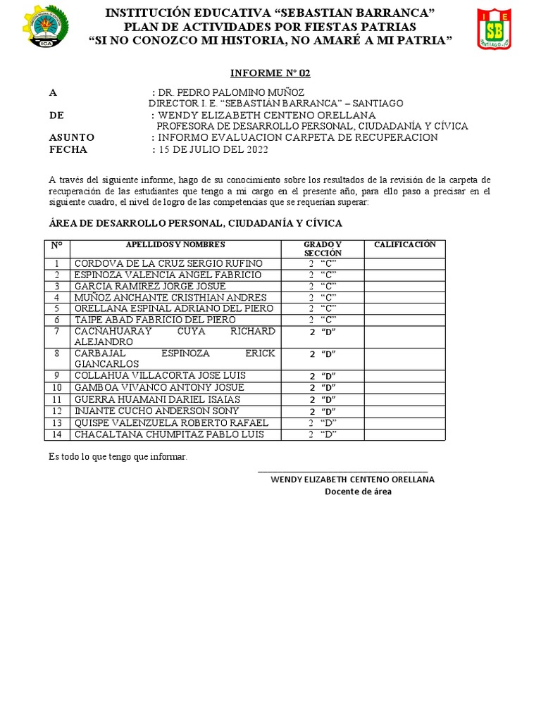 INFORME DE EXAMEN DE SUBSANACIOn SB | PDF