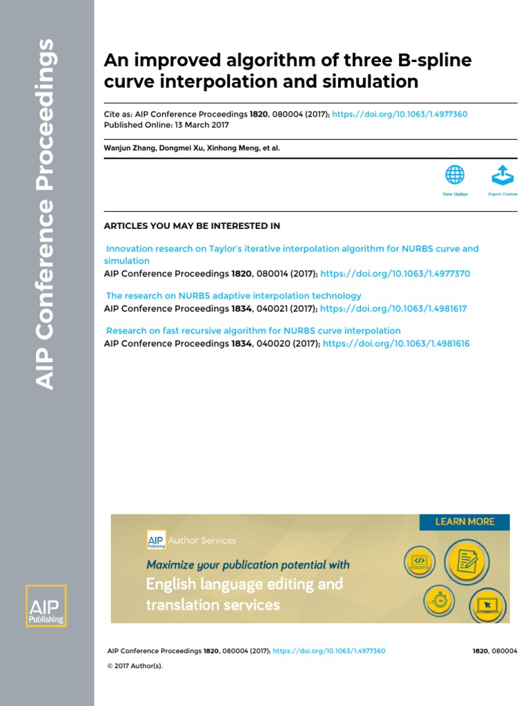 An Improved Algorithm of Three B-Spline Curve Interpolation and Simulation | PDF | Interpolation ...