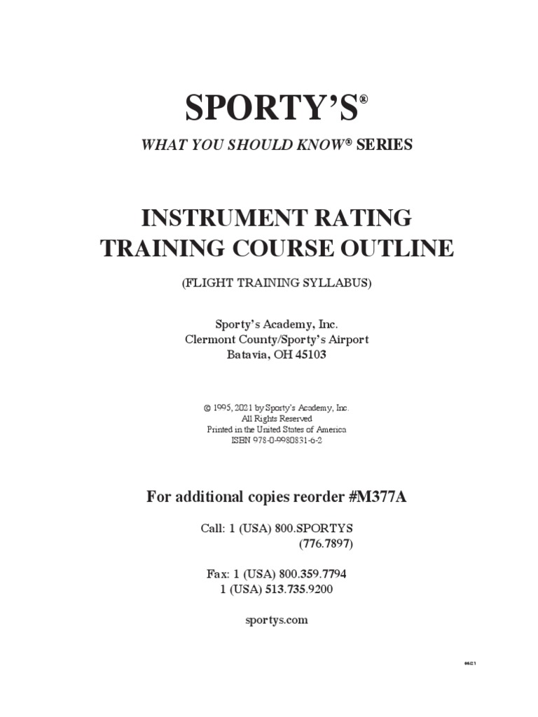 Sportys Instrument Syllabus | PDF | Flight Instructor | Airspeed