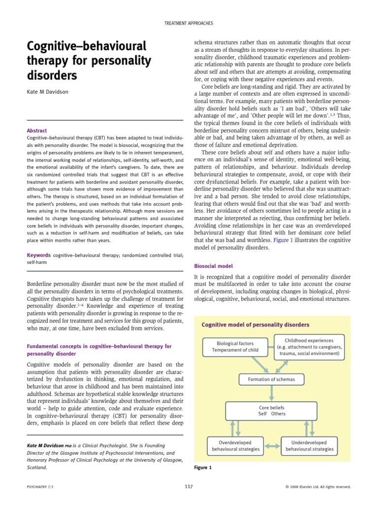 Cognitive-Behavioural Therapy For Personality Disorders | PDF ...