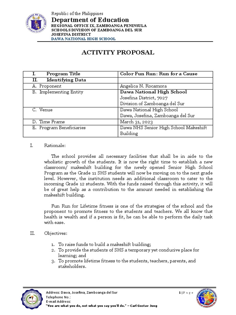 Fun Run Activity Proposal | PDF