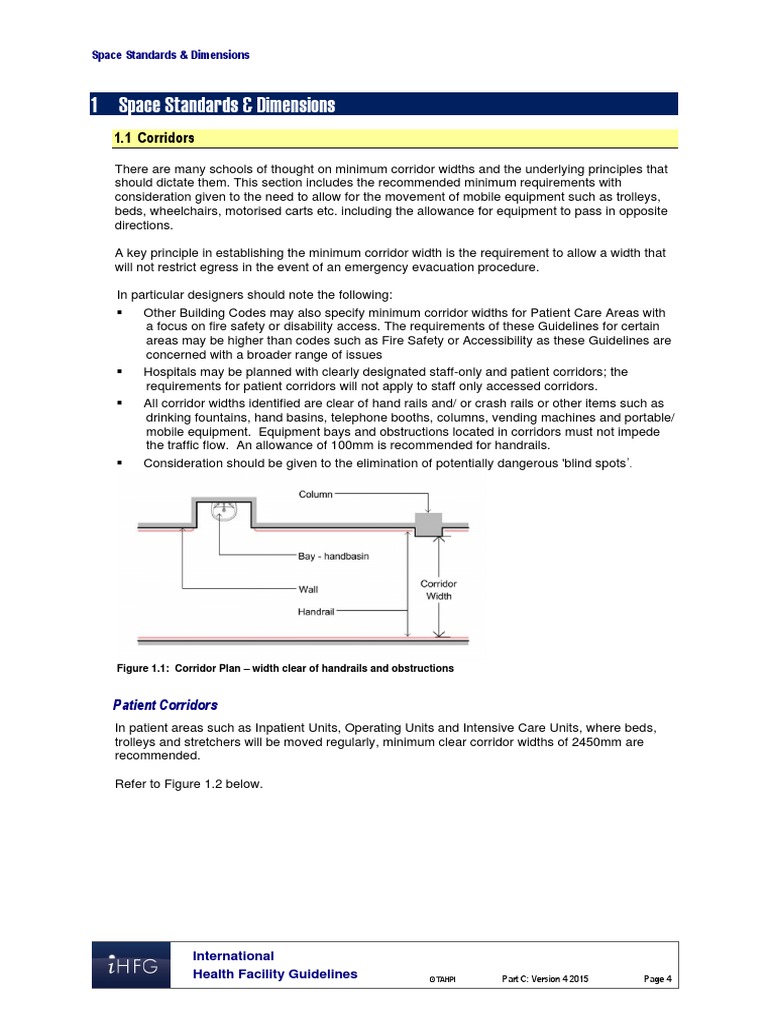 Hospital Space Standards Dimensions | PDF | Door | Accessibility