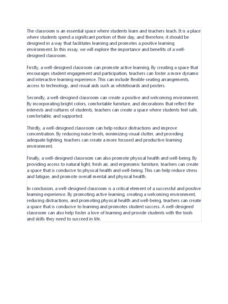 Importance of a Well-Designed Classroom | PDF