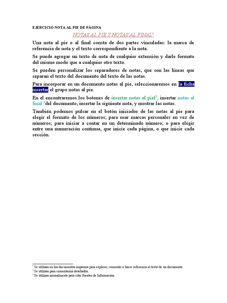 Cómo Insertar Notas al Pie en Word | PDF