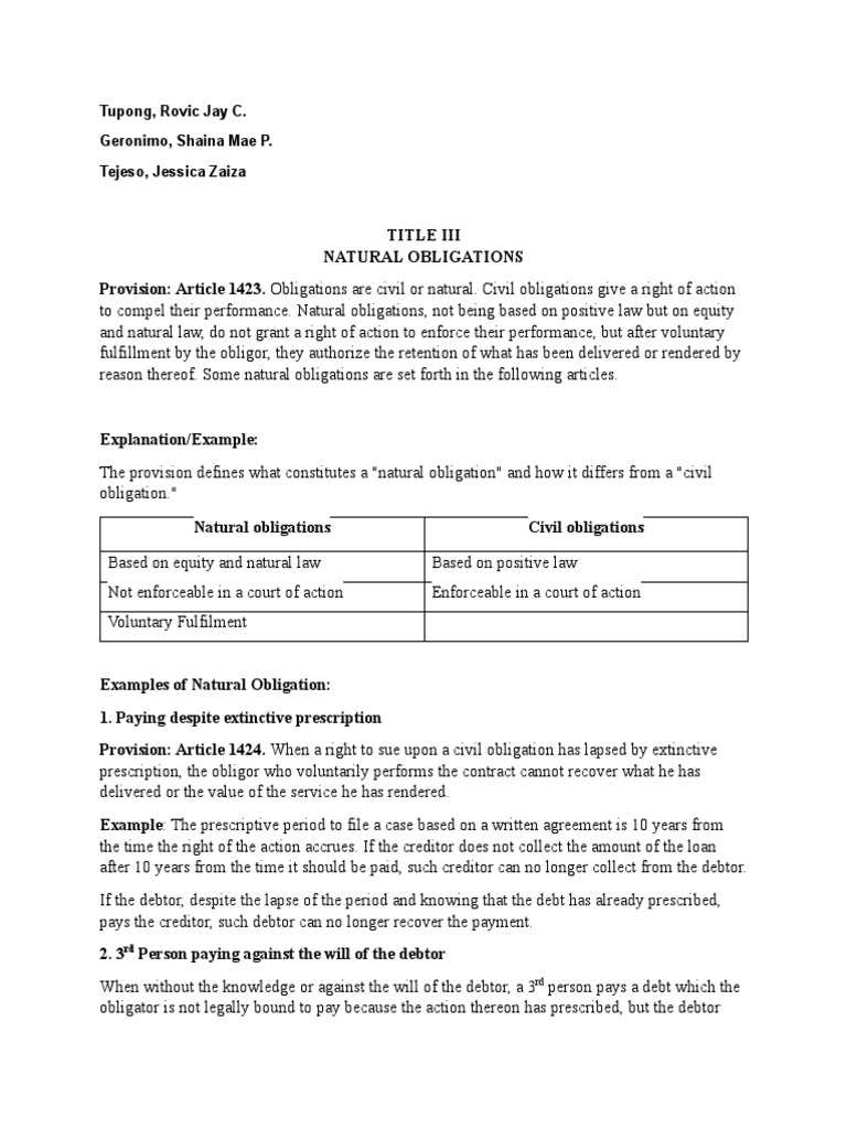 Natural Obligation & Estoppel | PDF | Estoppel | Intestacy