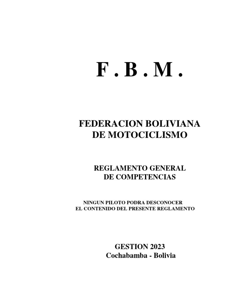 Reglamento FBM 2023 | PDF | Bolivia | Motocicleta