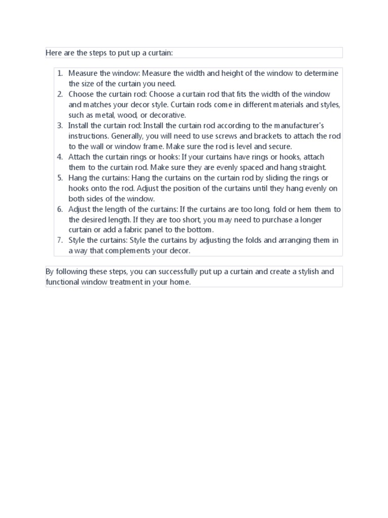 A Step-by-Step Guide to Hanging Curtains | PDF