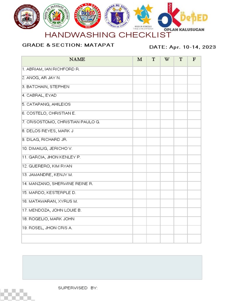 HandwashingToothbrushing-Checklist (1) | PDF