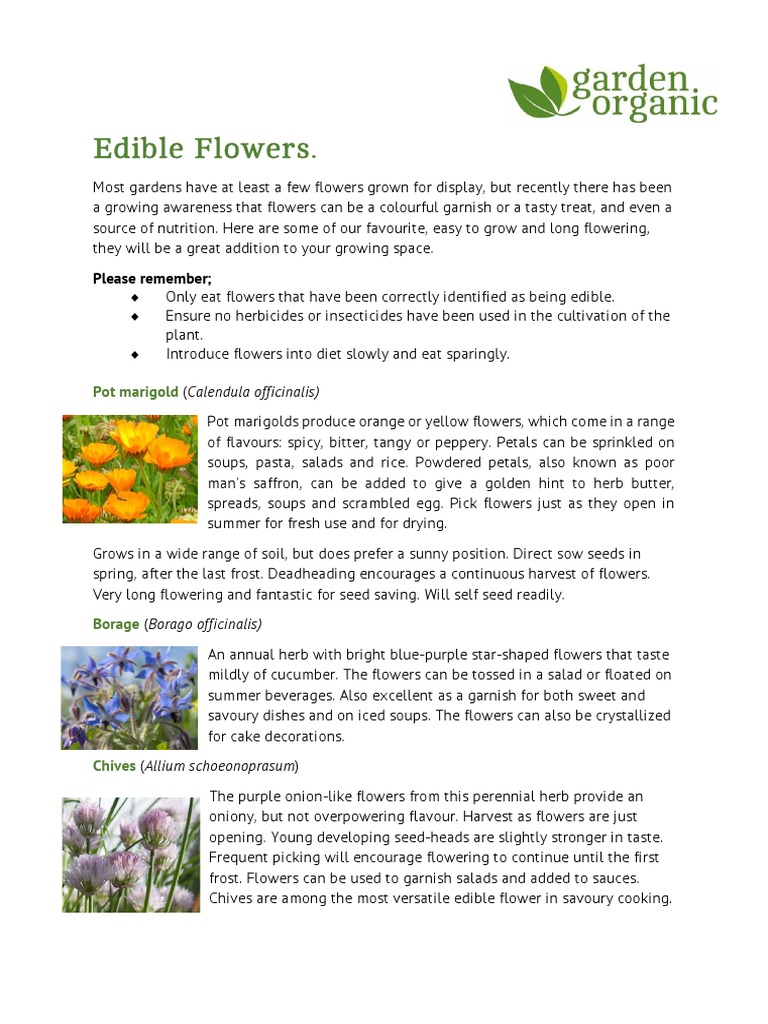 Edible Flowers Guide to Growing and Cooking With | PDF | Food ...
