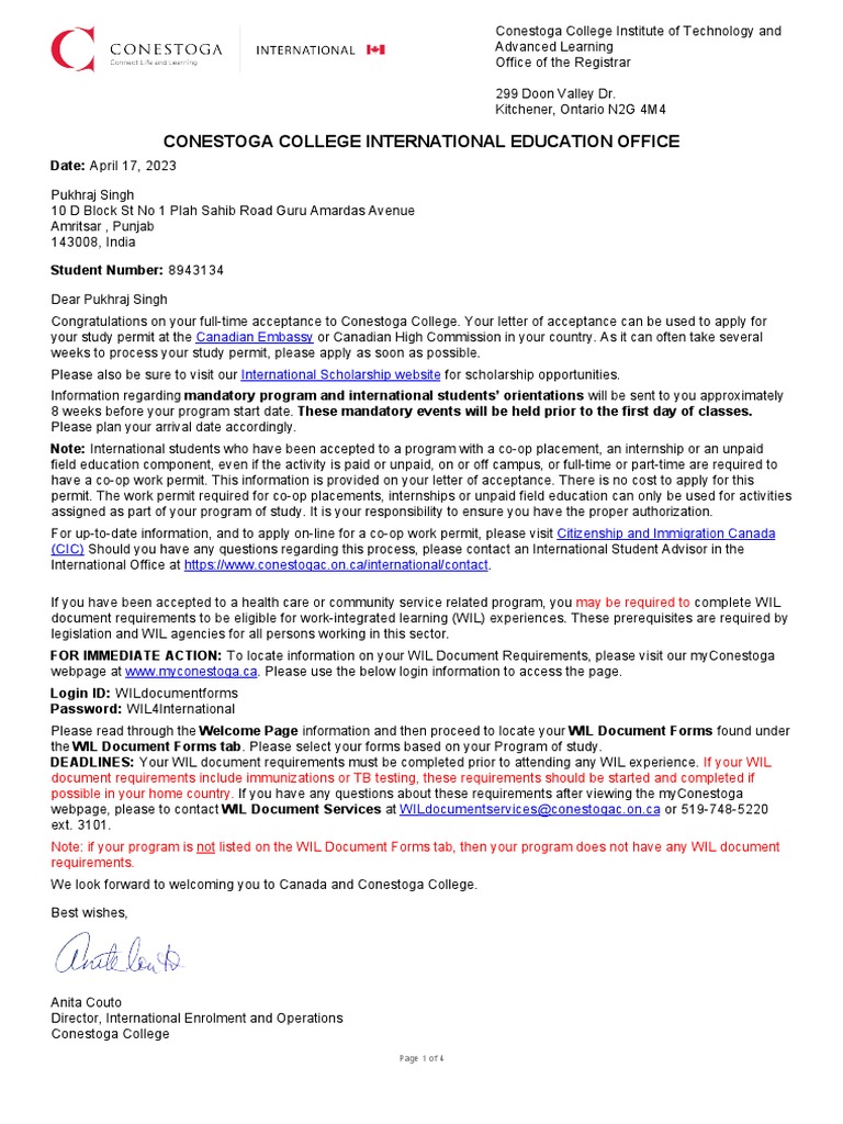 Pukhraj Singh - 1524G - Letter-of-Acceptance | PDF | Internship | Job ...