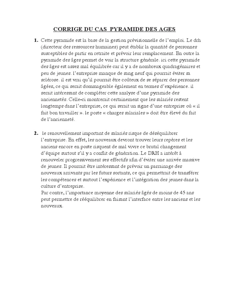 Cas Pyramide Des Ages Corrige | PDF