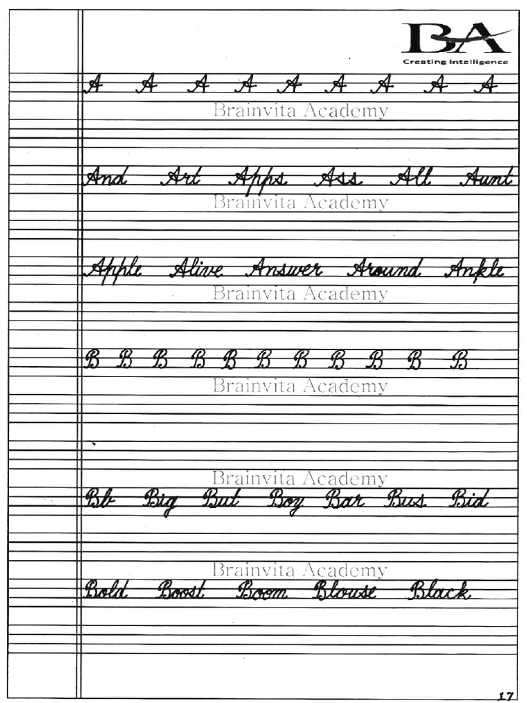 Cursive Capital Letters Brainvita Academy | PDF | Computers