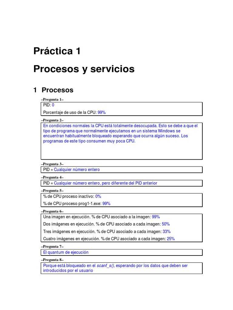 Practica01 Respuestas | PDF | Unidad Central de procesamiento | Programa de computadora
