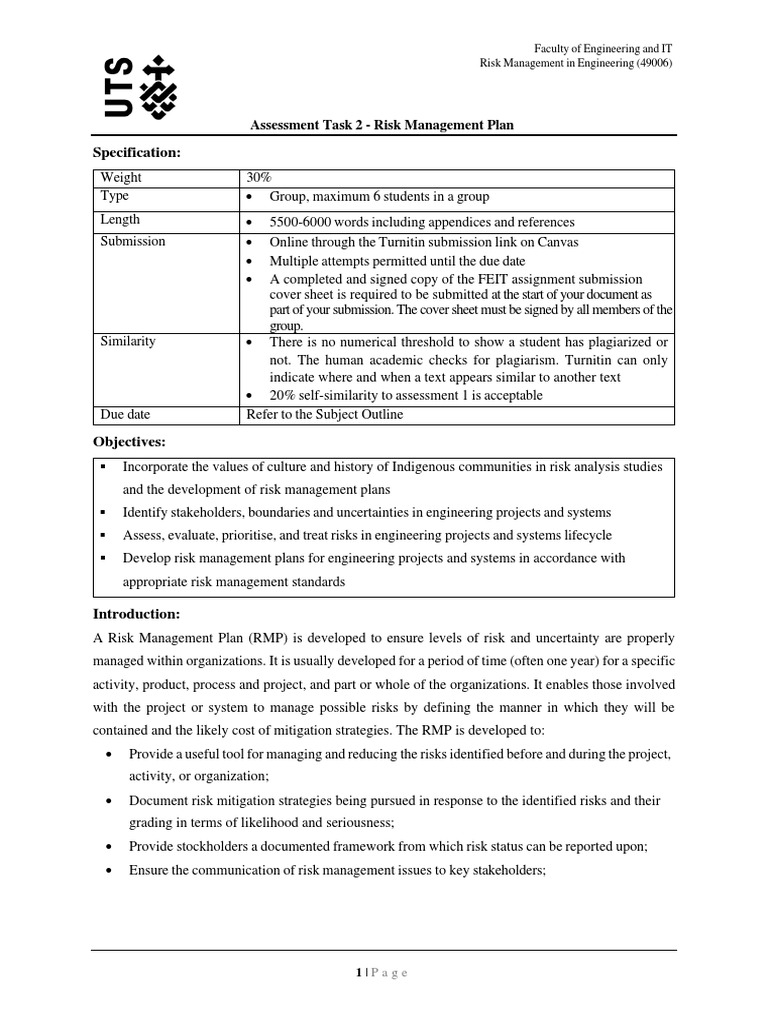 Assessment Task 2-RMP | PDF | Risk | Risk Management