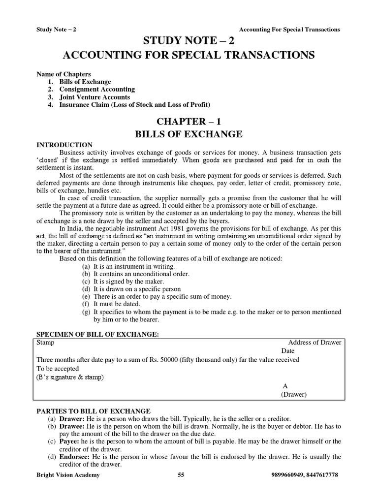Study Note 2 | PDF | Negotiable Instrument | Debits And Credits