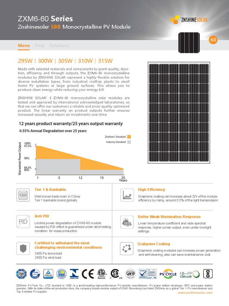 Znshinesolar | PDF | Photovoltaics | Solar Panel