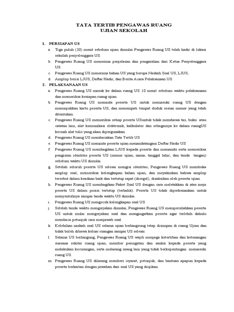 Tata Tertib Ujian Sekolah | PDF
