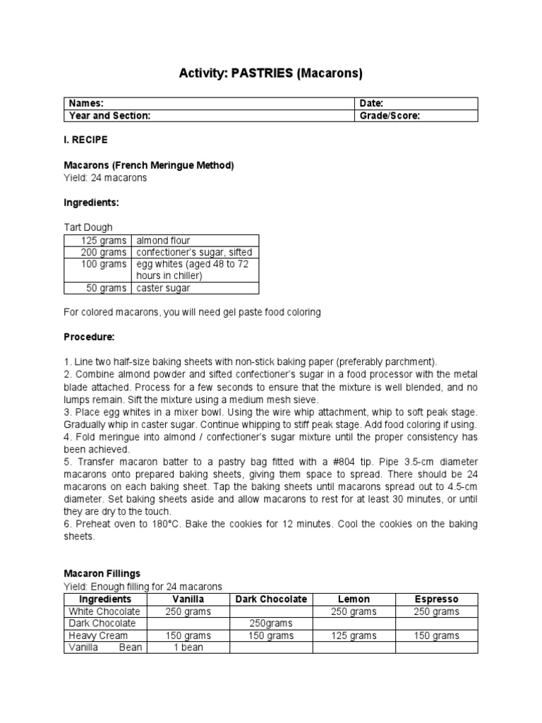 ACTIVITY NO4 - Macarons | PDF | Macaron | Baking