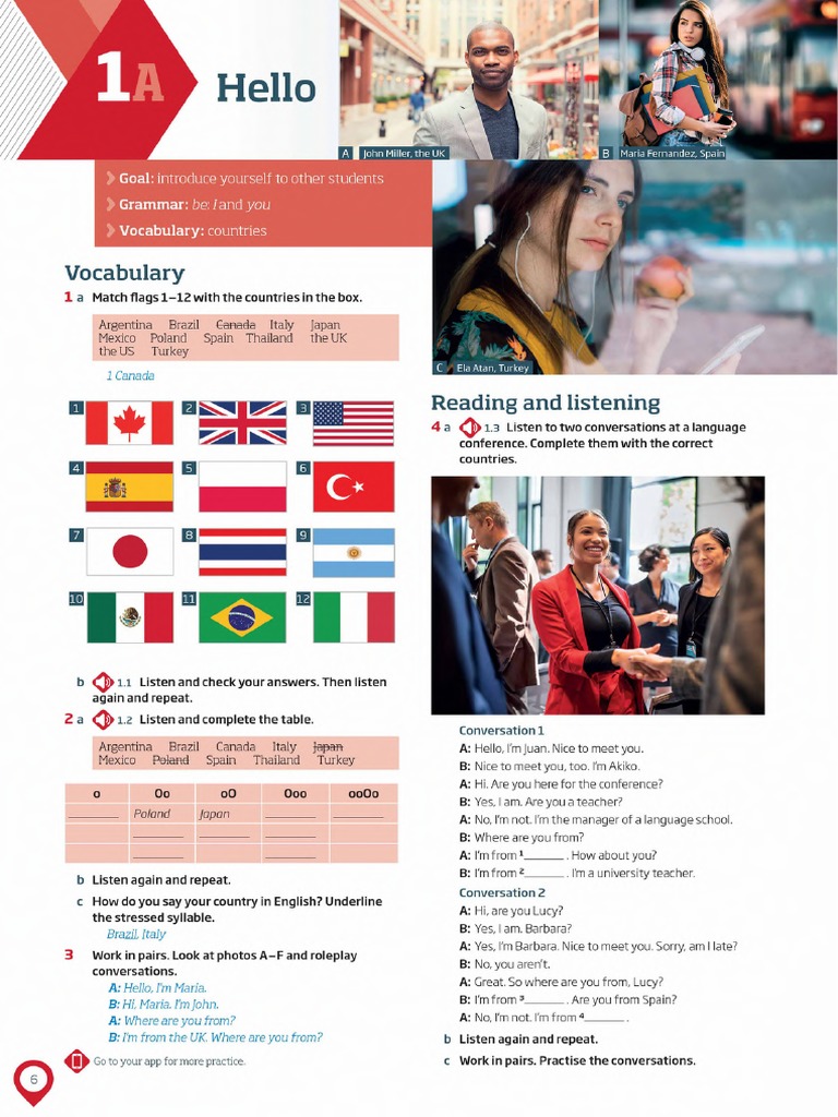 Roadmap A1 - Student's Book U1 | PDF