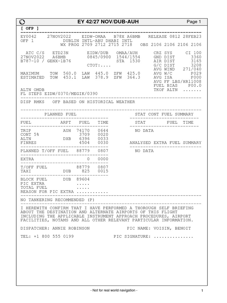 EY 42/27 NOV/DUB-AUH: - Not For Real World Navigation | PDF ...