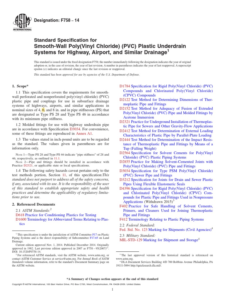 Astm F758-14 | Download Free PDF | Pipe (Fluid Conveyance) | Polyvinyl Chloride