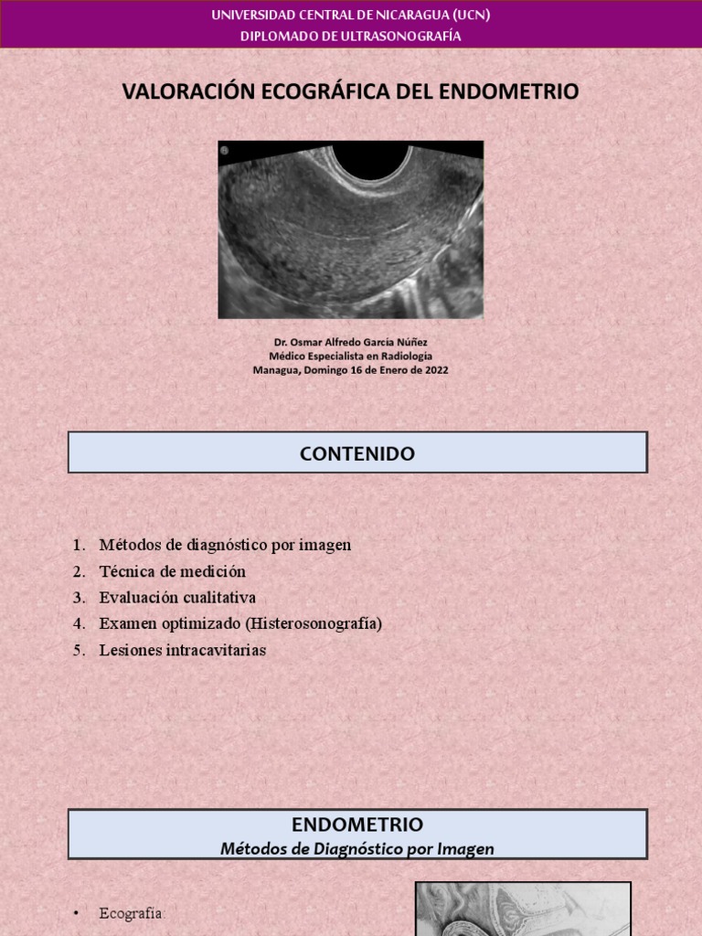 Valoración Ecográfica del Endometrio | PDF | Ultrasonido médico ...