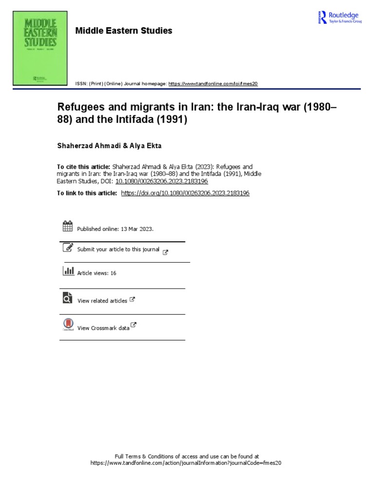 Refugees and Migrants in Iran The Iran Iraq War 1980 88 and The ...
