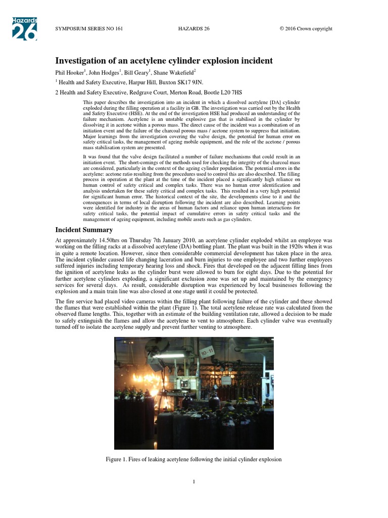 Hazards 26 Paper 06 Investigation of An Acetylene Cylinder Explosion ...