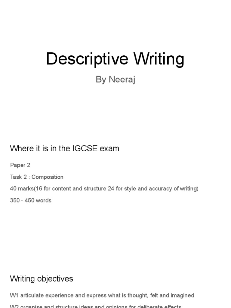 IGCSE Descriptive Writing Tips | PDF | Career & Growth