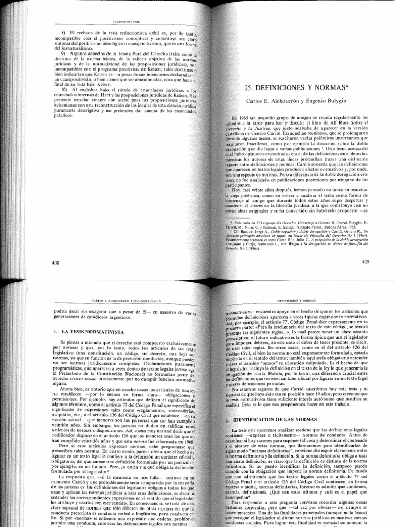 Definiciones Y Normas : Carlos E. Alchourrón y Eugenio Bulygin | PDF | Derecho penal | Justicia