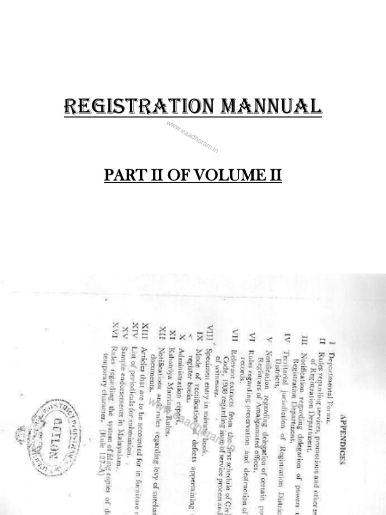 Registration Mannual Part Ii of Volume Ii | PDF