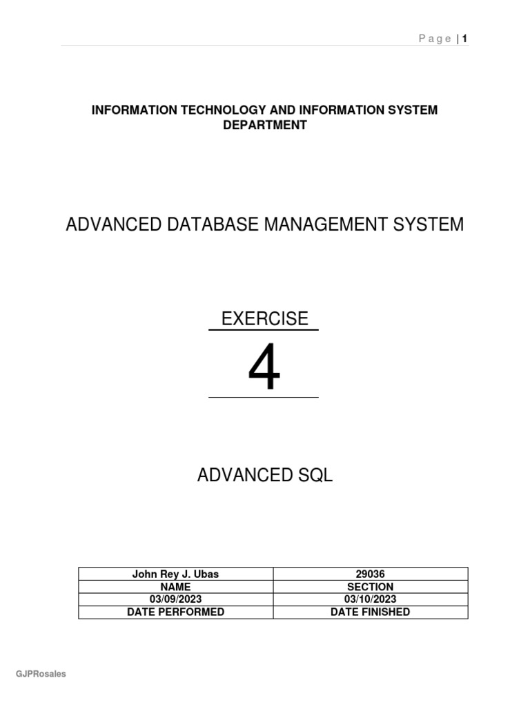 Assessment LABEXERCISE4 Ubas | PDF | Table (Database) | Databases