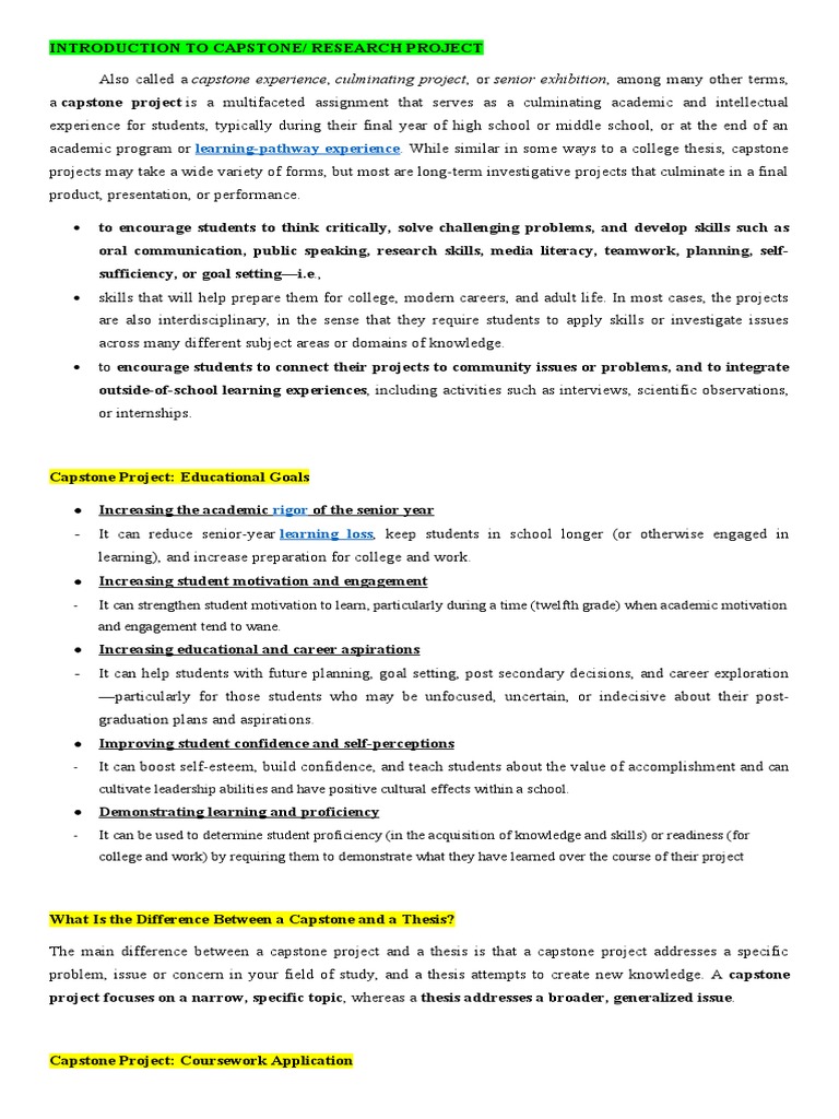 Introduction To Capstone | PDF | Thesis | Psychological Concepts