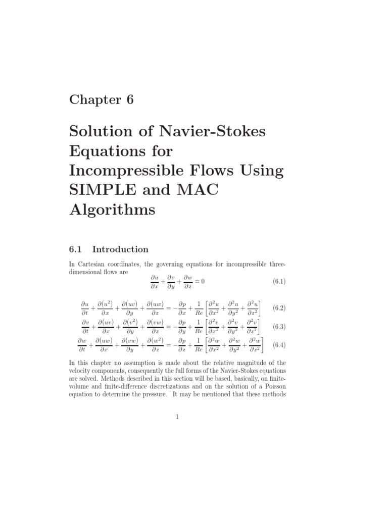Solution of Navier-Stokes Equations For Incompressible Flows Using Simple and Mac Algorithms ...