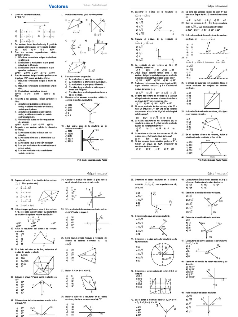 3ro Practica Vectores Prob | PDF | Cálculo vectorial | Vector Euclidiano