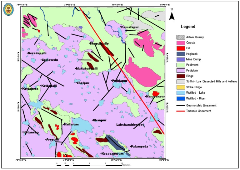 Lineament Superimposed Geomorphology Map | PDF | Landscape | Physical ...