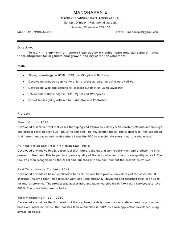 Manoharan E | PDF | Software Development | Software Engineering