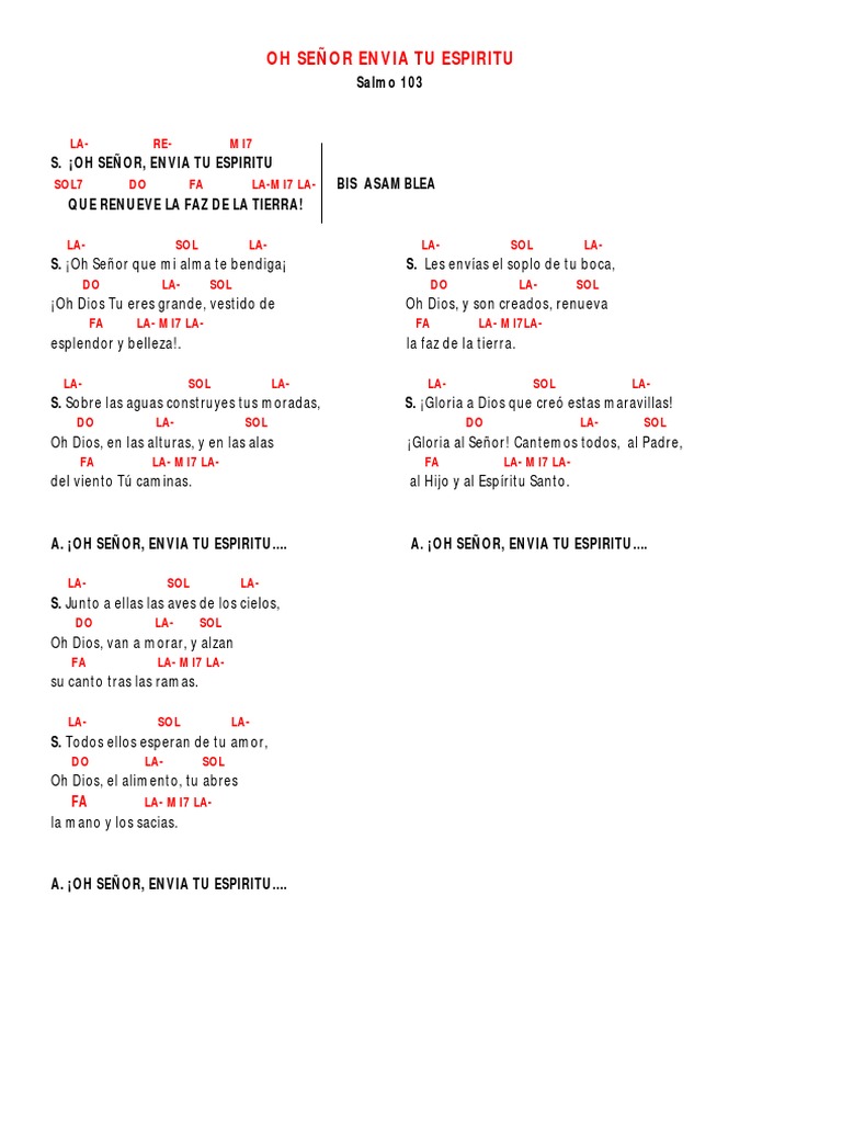Oh Señor Envia Tu Espiritu | PDF Oh Señor Envia Tu Espiritu | PDF