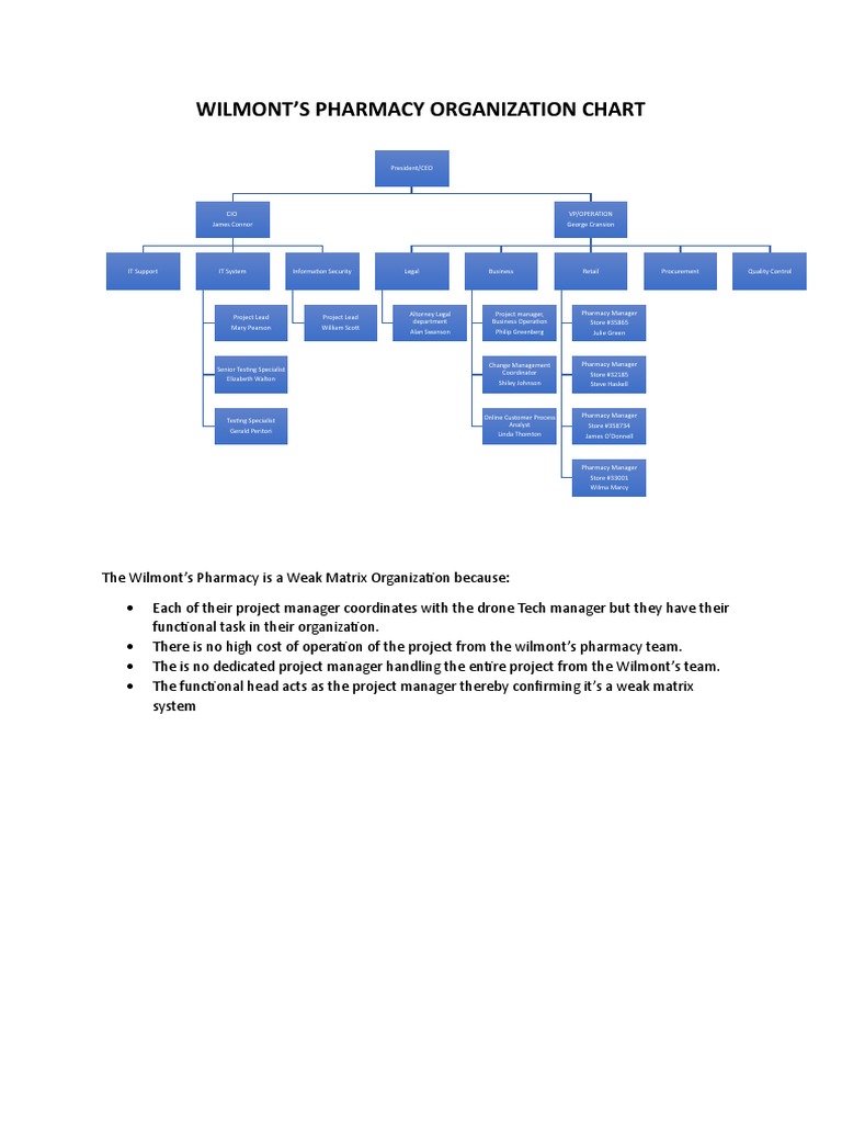 Wilmont's Pharmacy Organizational Chart | PDF | Service Industries ...