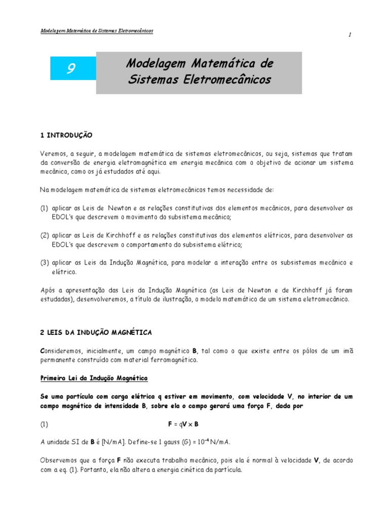 Modelagem Matemática de um Sistema Eletromecânico: o Servo Motor de Corrente Contínua | PDF ...