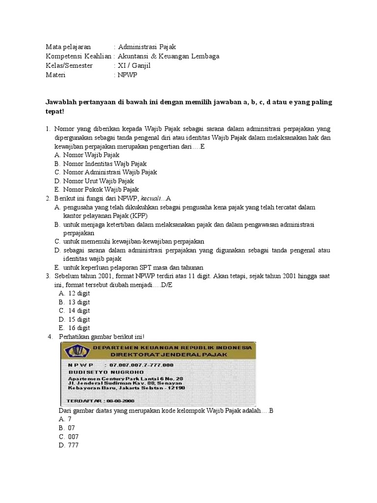 Soal NPWP | PDF