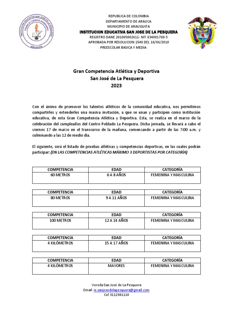Invitación a Gran Competencia Atlética | PDF | Deportes