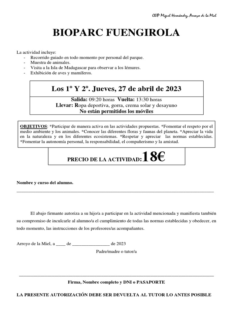 Autorización Bioparc | PDF