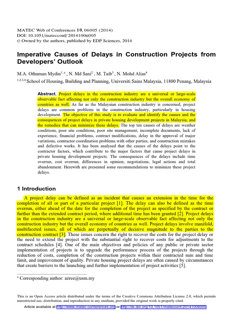 Construction Delays | PDF | Consultant | Negotiation